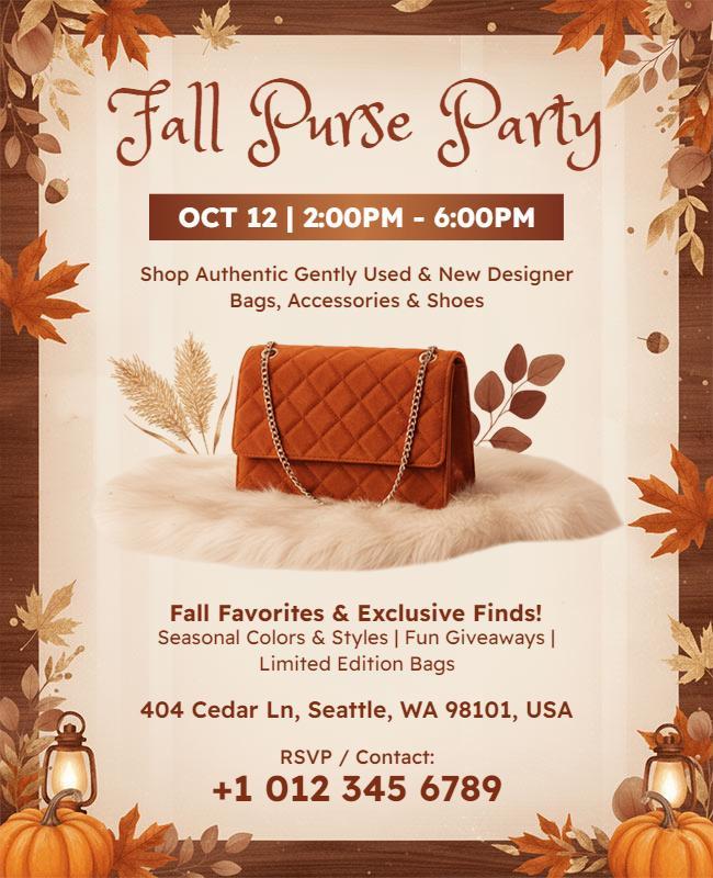 Fall Purse Party Event Flyer Template