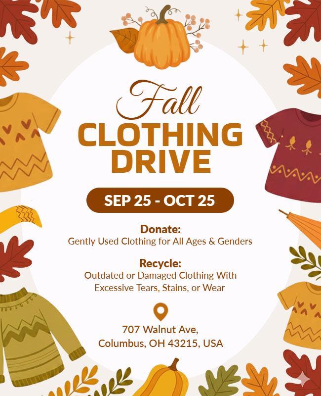 Fall Seasonal Clothing Drive Flyer Template