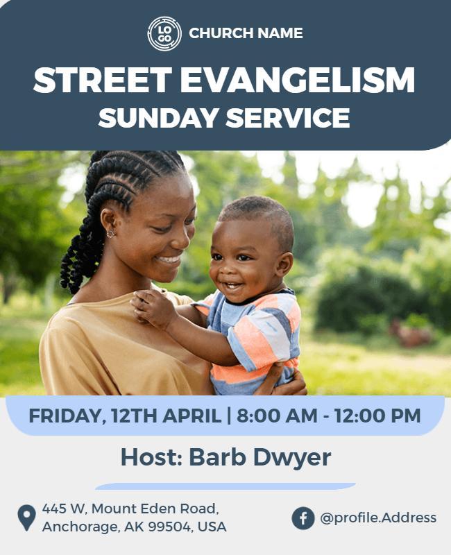 Family-Centered Community Street Evangelism Service Poster Template