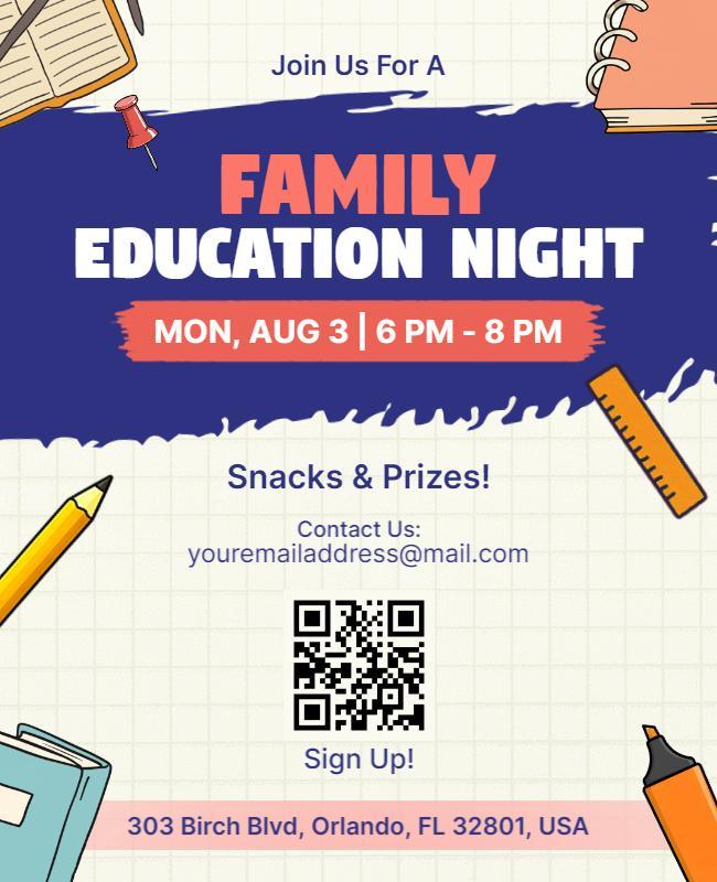 Family Education Night Event Flyer Template