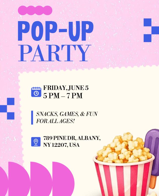 Family Friendly Pop-up Party Event Flyer Template