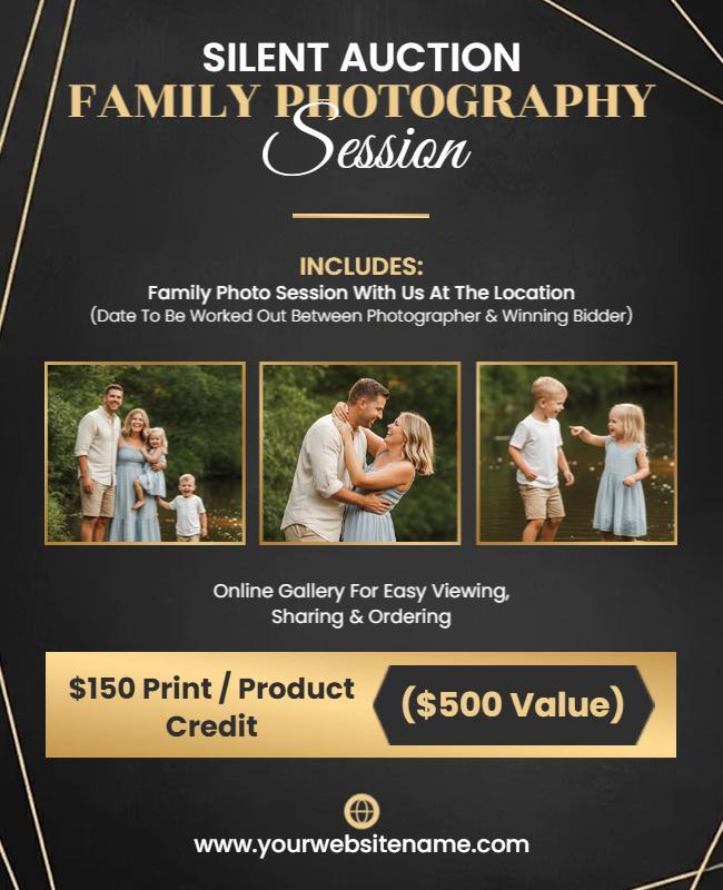 Family Photography Session Silent Auction Flyer Template