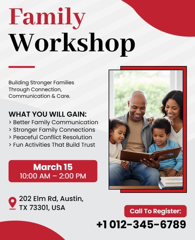Family Workshop Connection and Communication Flyer Template