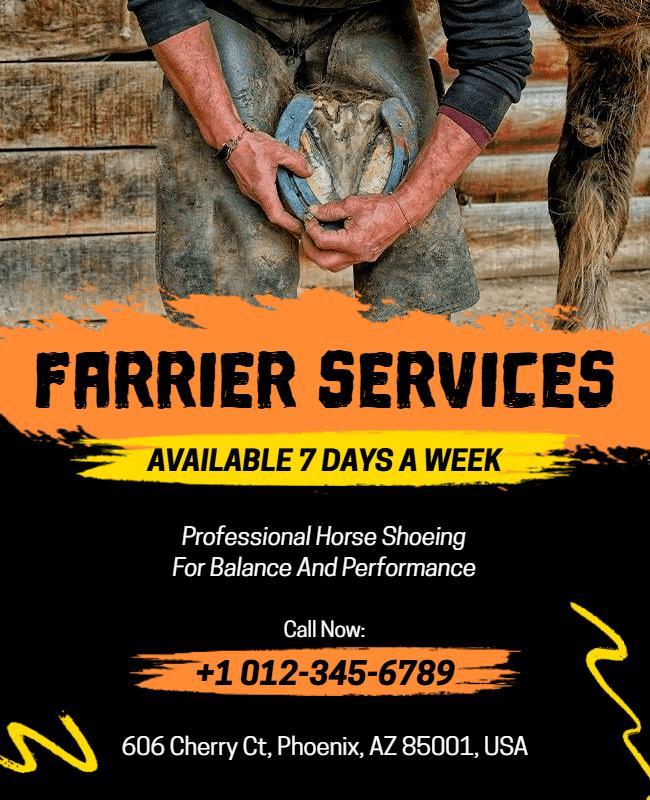 Farrier Services Professional Horse Shoeing Flyer Template