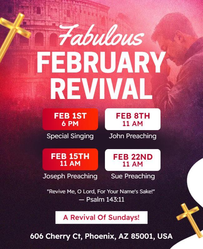February Revival Church Event Flyer Template