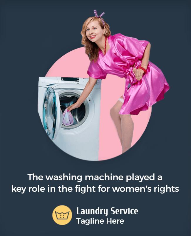Feminist Themed Retro Laundry Service Awareness Poster Template