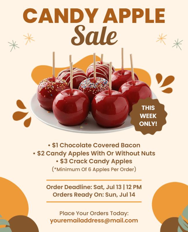 Festive Autumn Candy Apple Offer Special Flyer Template