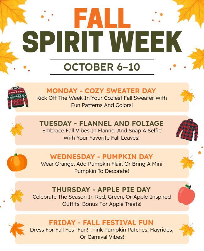 Festive Autumn Spirit Week Celebration Event Flyer Template