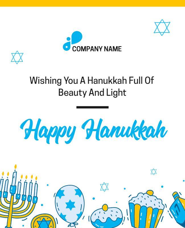 Festive Blue and Yellow Hanukkah Celebration Poster Template