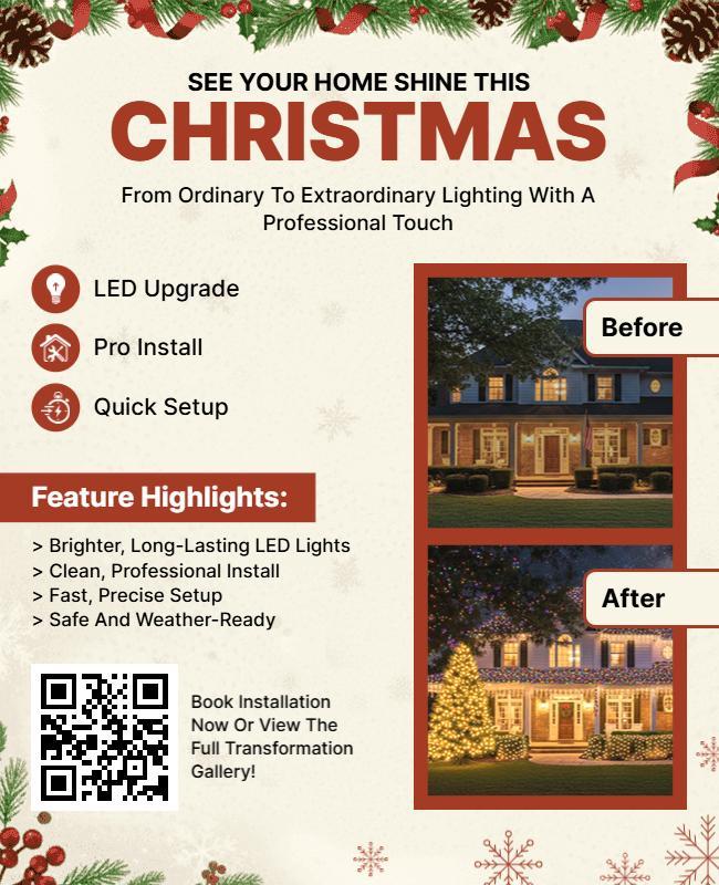 Festive Christmas Home Lighting Installation Flyer Template