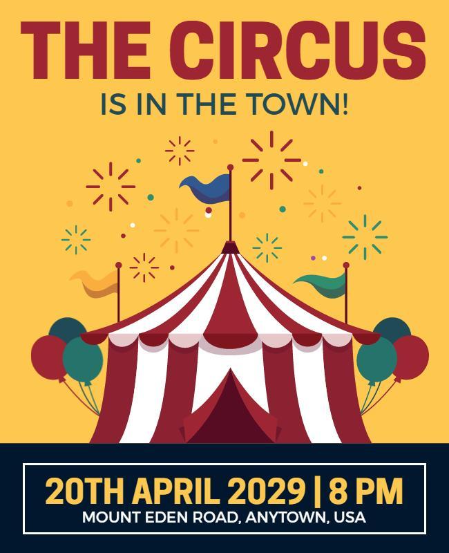 Festive Colorful Circus Event Announcement Poster Template