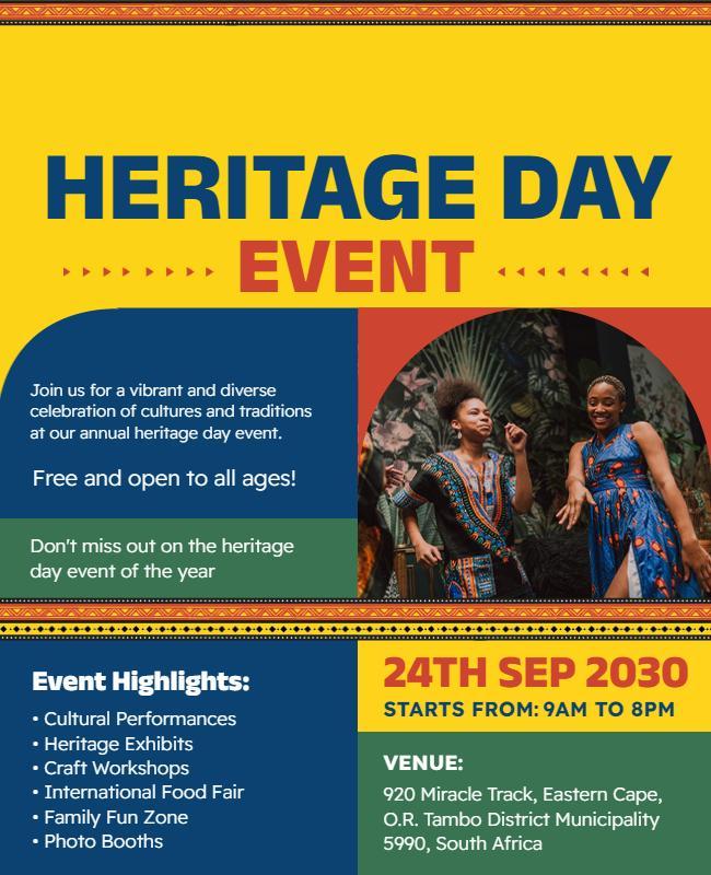Festive Colorful Heritage Day Cultural Celebration Poster Template