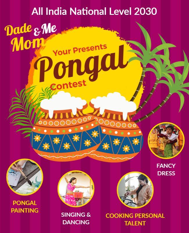 Festive Colorful Pongal Contest Celebration Poster Template