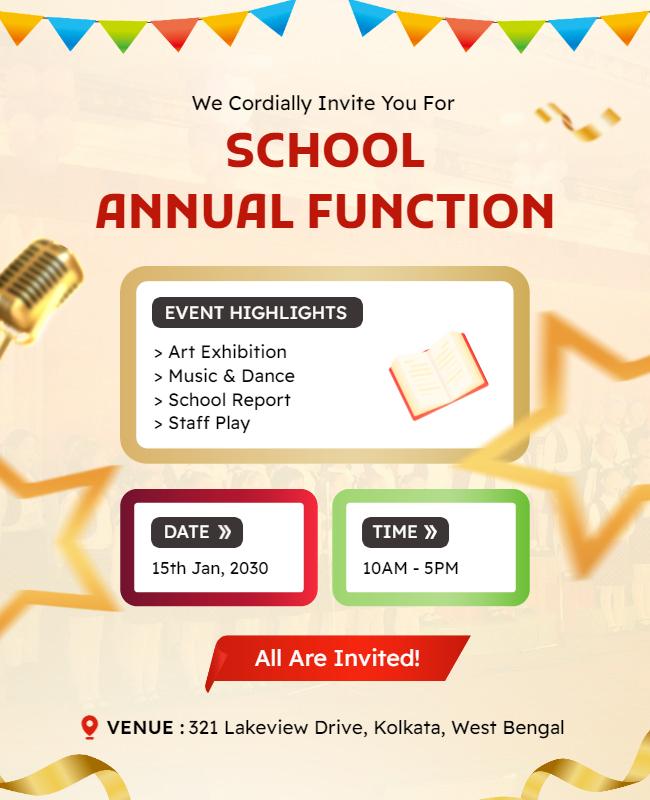 Festive Colorful School Annual Function Celebration Poster Template