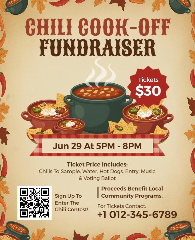 Festive Fall Chili Cooking Contest Fundraiser Flyer Template
