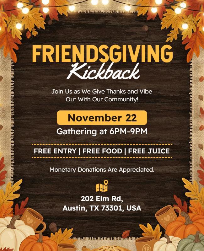 Festive Friendsgiving Kickback Invitation Flyer Template