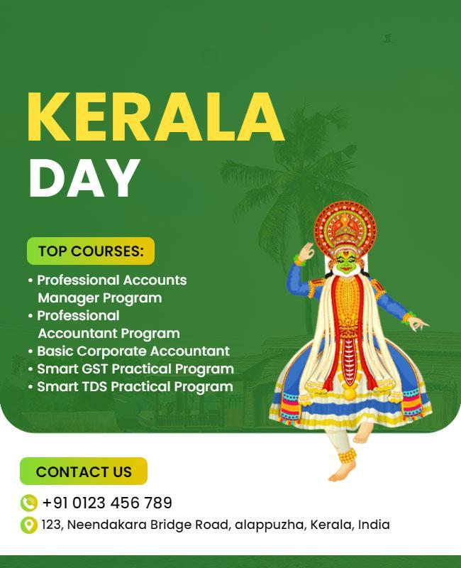 Festive Green Kerala Day Celebration Education Program Poster Template