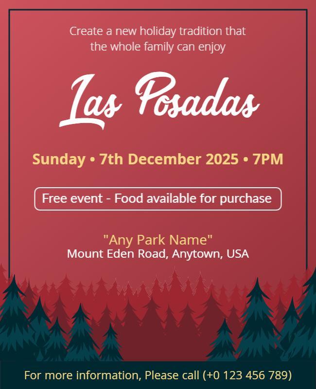 Festive Green Las Posadas Family Celebration Poster Template