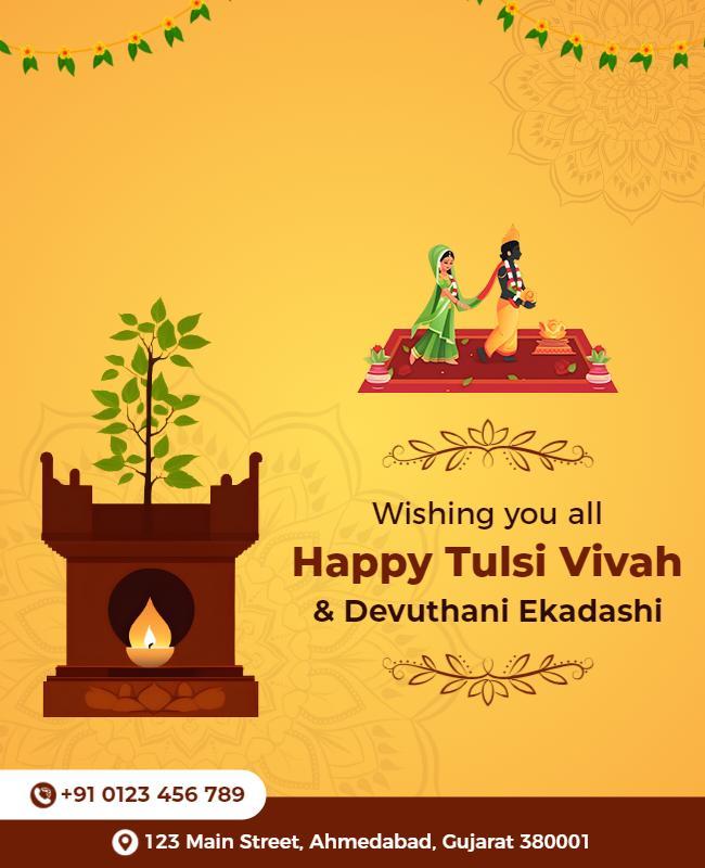 Festive Green Tulsi Vivah Celebration Poster Template