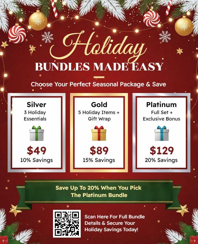 Festive Holiday Bundle Package Savings Advertisement Flyer Template