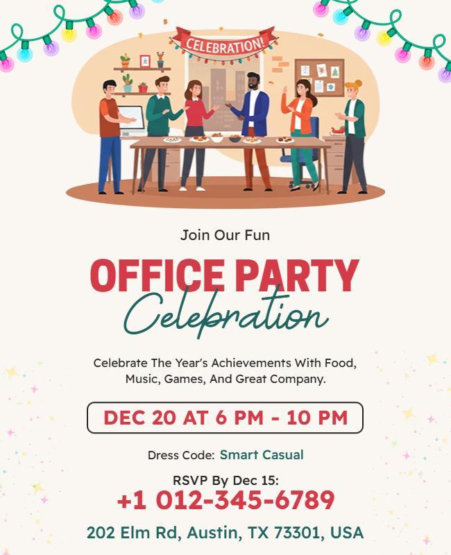 Festive Office Celebration Gathering Party Flyer Template
