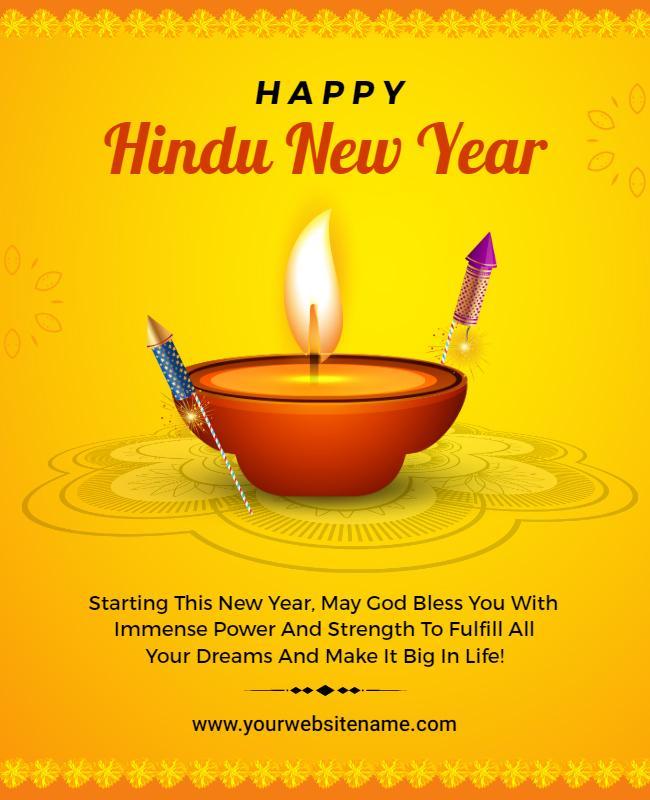 Festive Orange Hindu New Year Celebration Poster Template