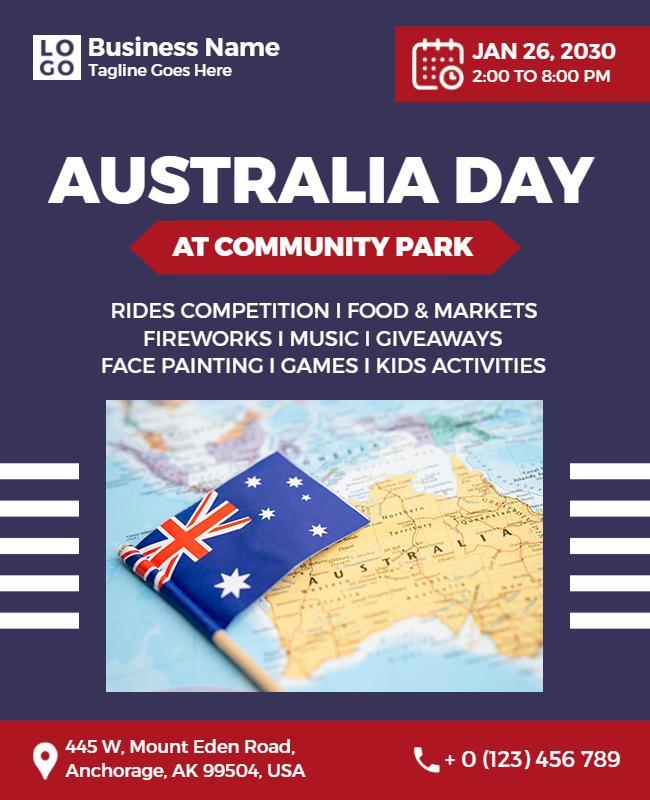 Festive Red Australia Day Community Celebration Poster Template