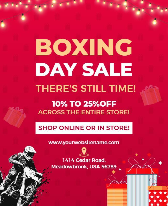 Festive Red Boxing Day Sale Discount Poster Template