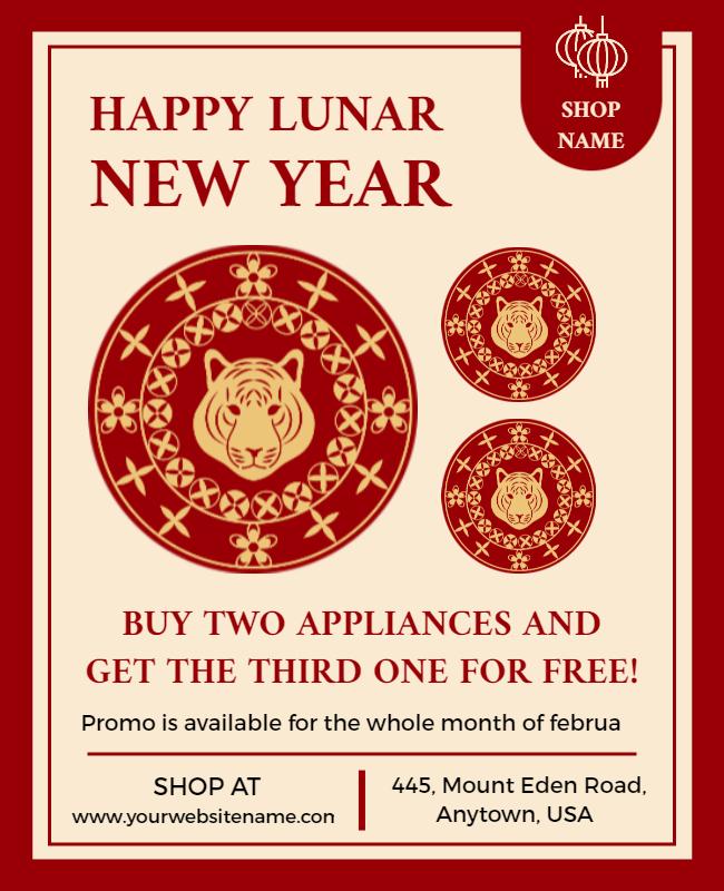 Festive Red Lunar New Year Promotion Poster Template