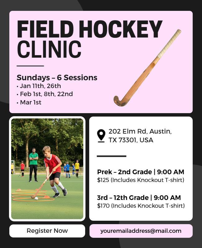 Field Hockey Skills Development Clinic Flyer Template