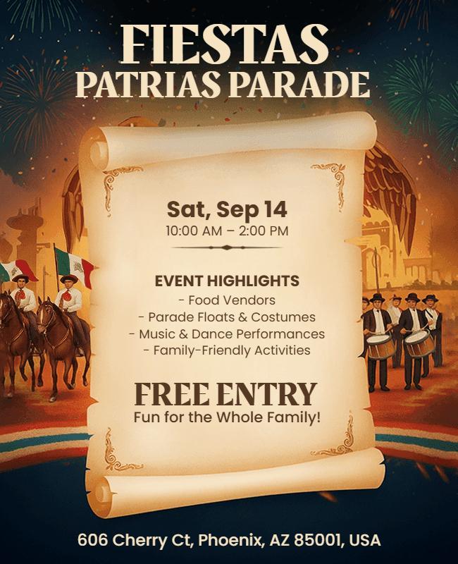Fiestas Patrias Cultural Parade Celebration Flyer Template