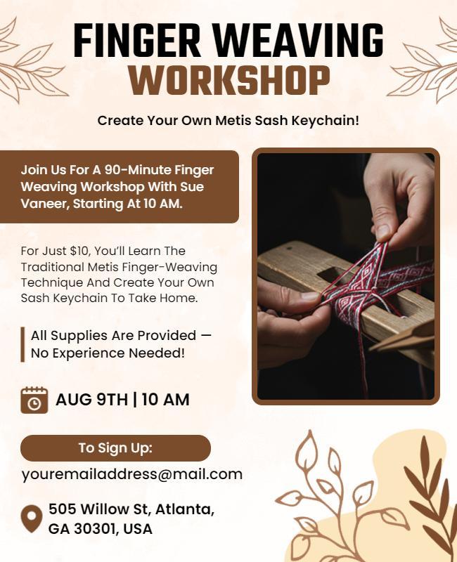 Finger Weaving Workshop Event Flyer Template