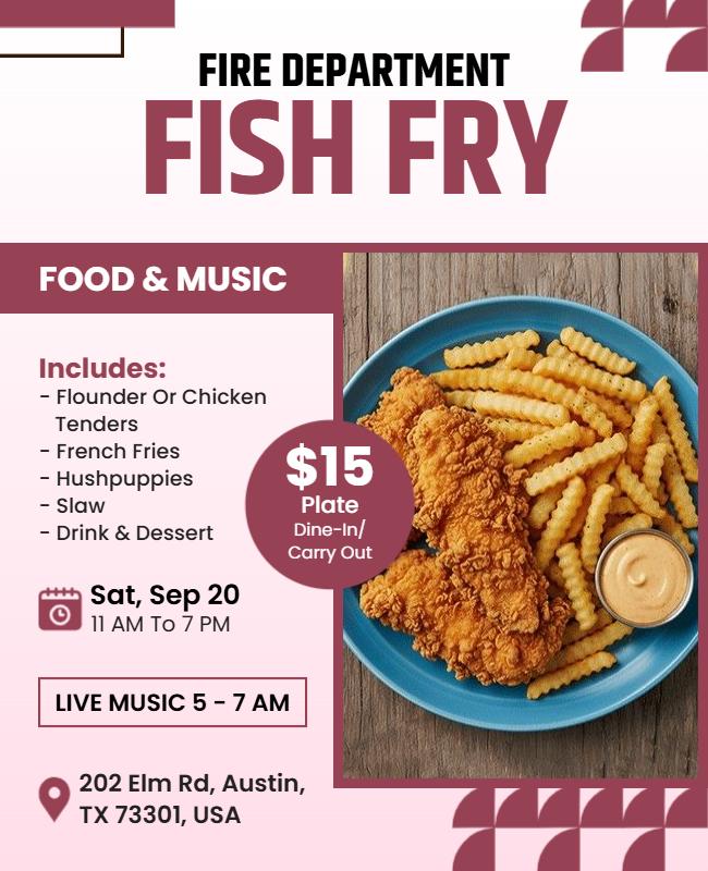 Fire Department Fish Fry Event Flyer Template