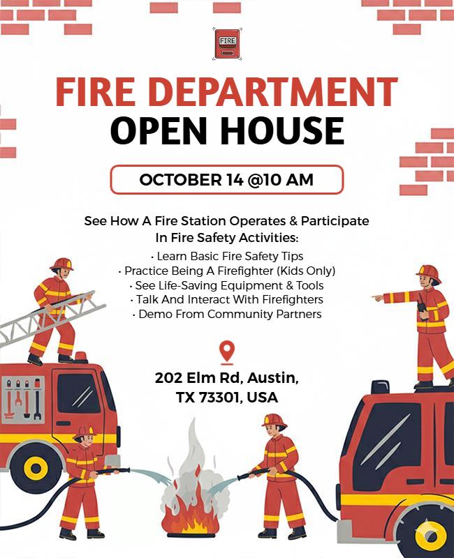 Fire Department Open House Invitation Flyer Template