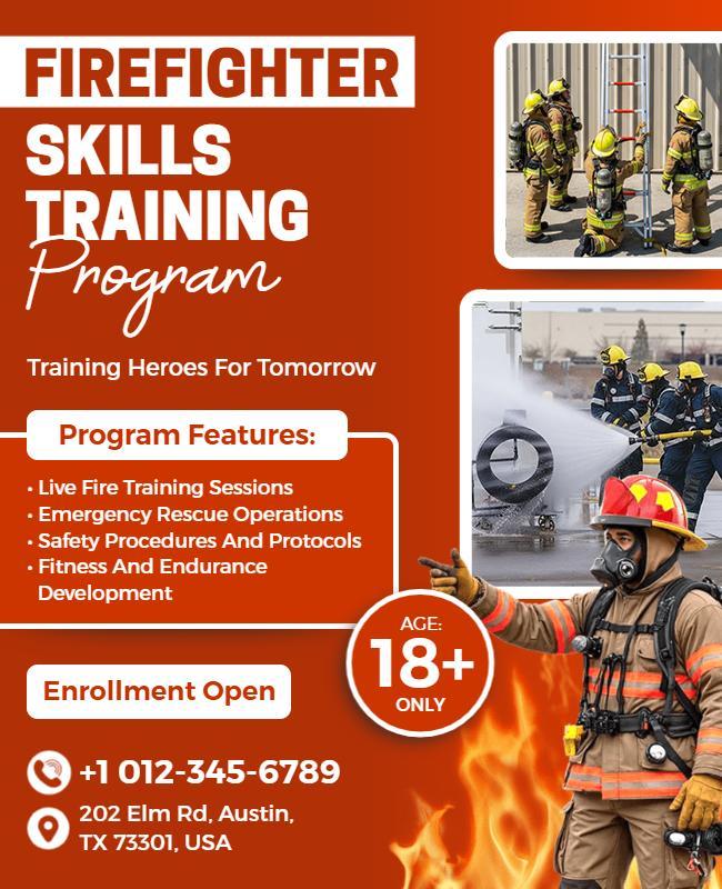 Firefighter Skills Training Program Flyer Template