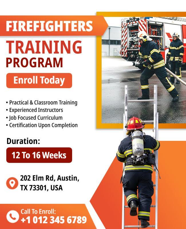 Firefighter Training Program Enrollment Flyer Template