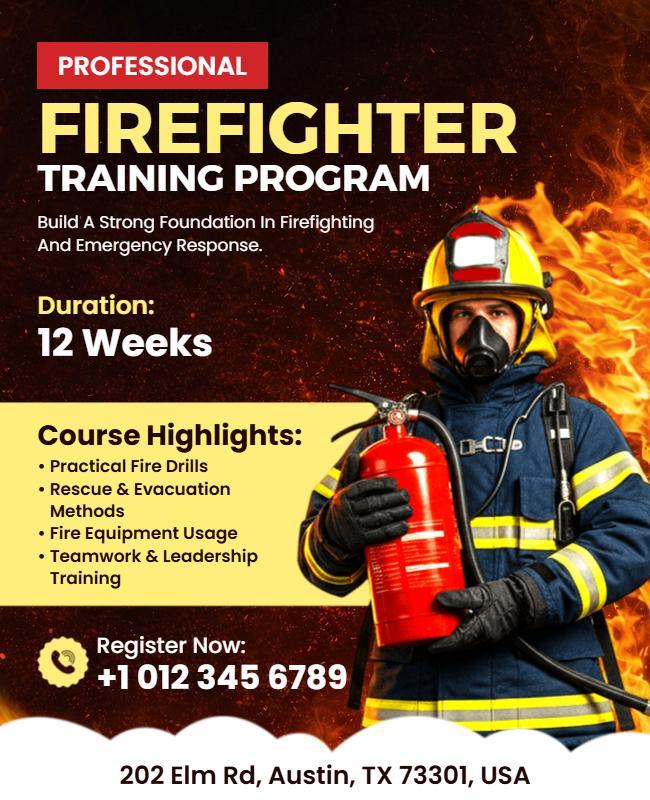 Firefighter Training Program Promotional Flyer Template