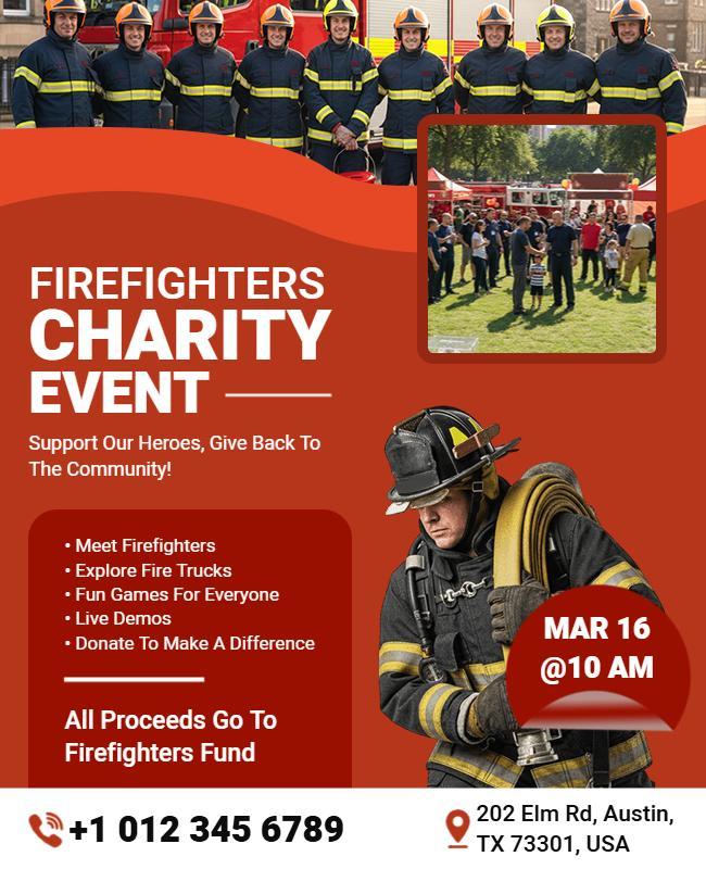 Firefighters Charity Fundraiser Event Flyer Template