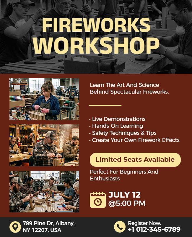 Fireworks Safety and Creation Workshop Flyer Template