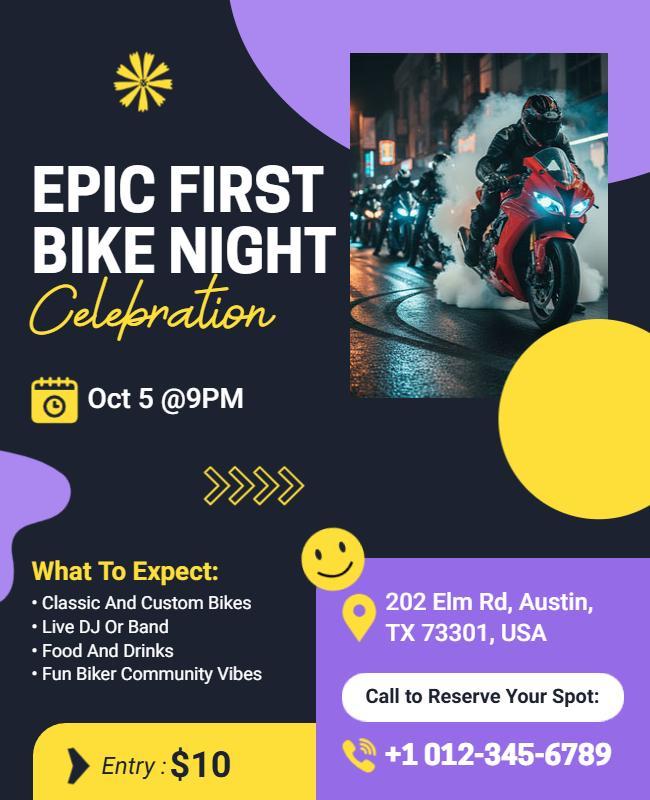 First Bike Night Event Celebration Flyer Template