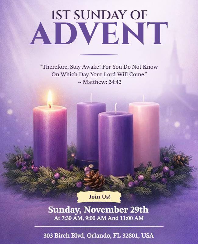 First Sunday of Advent Church Service Flyer Template