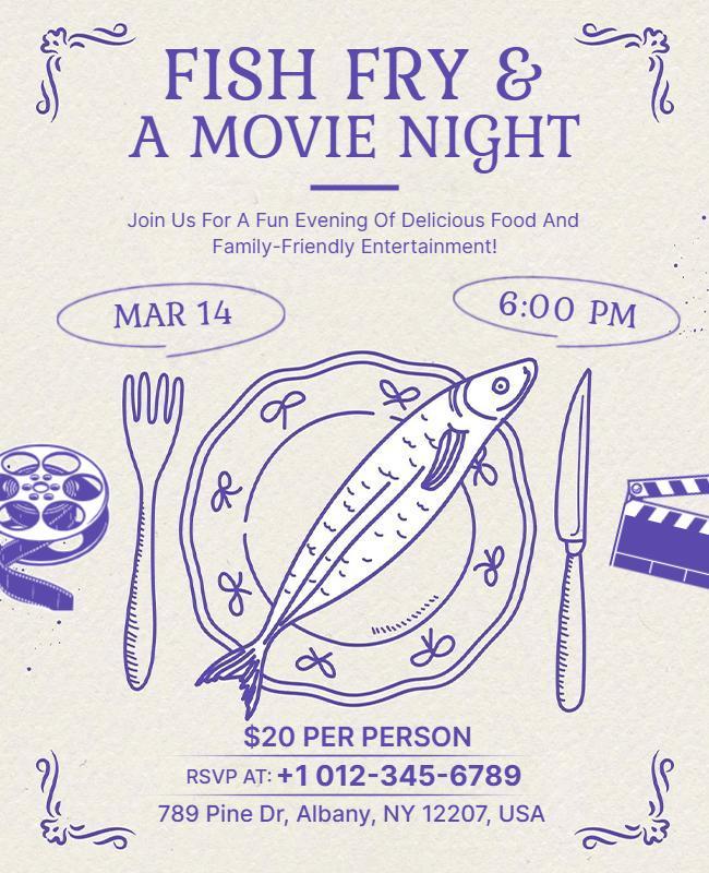 Fish Fry and Movie Night Flyer Template