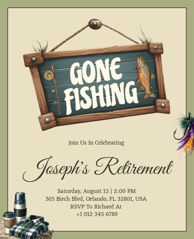 Fishing-Themed Retirement Celebration Flyer Template