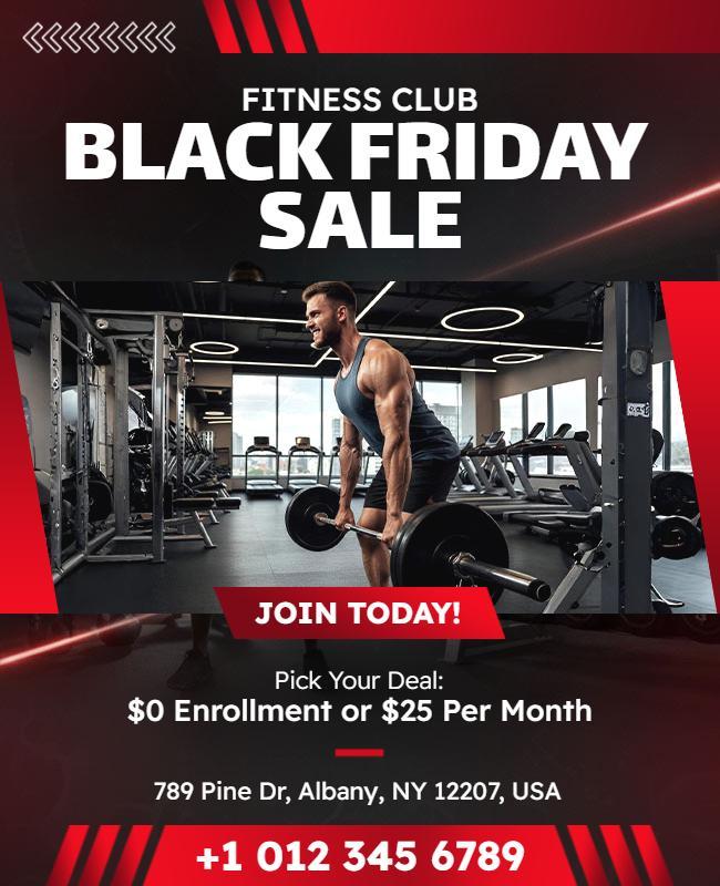 Fitness Club Black Friday Sale Flyer Template