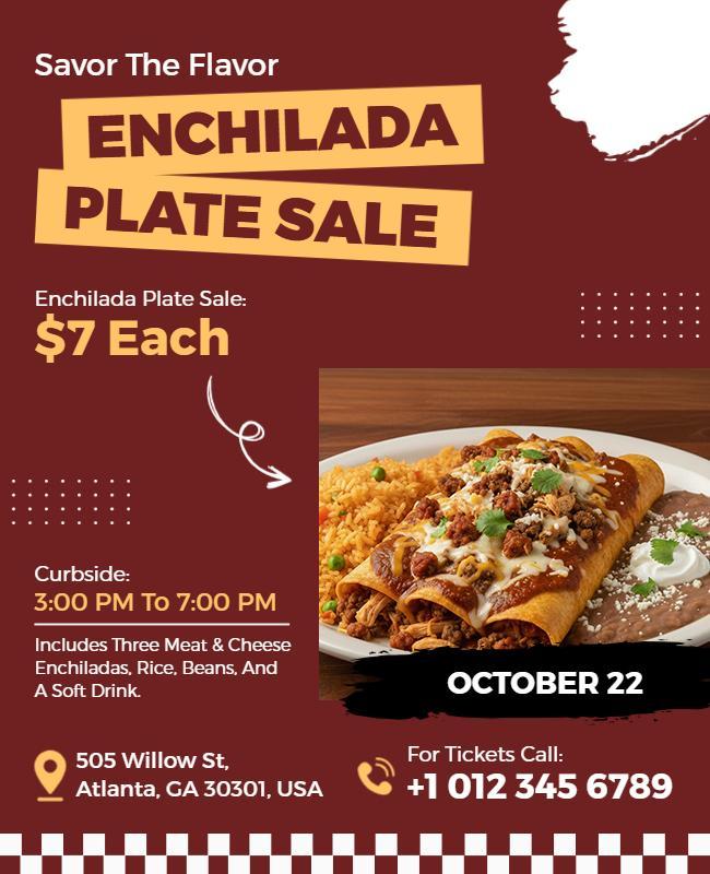 Flavorful Brown Enchilada Plate Fundraiser Flyer Template