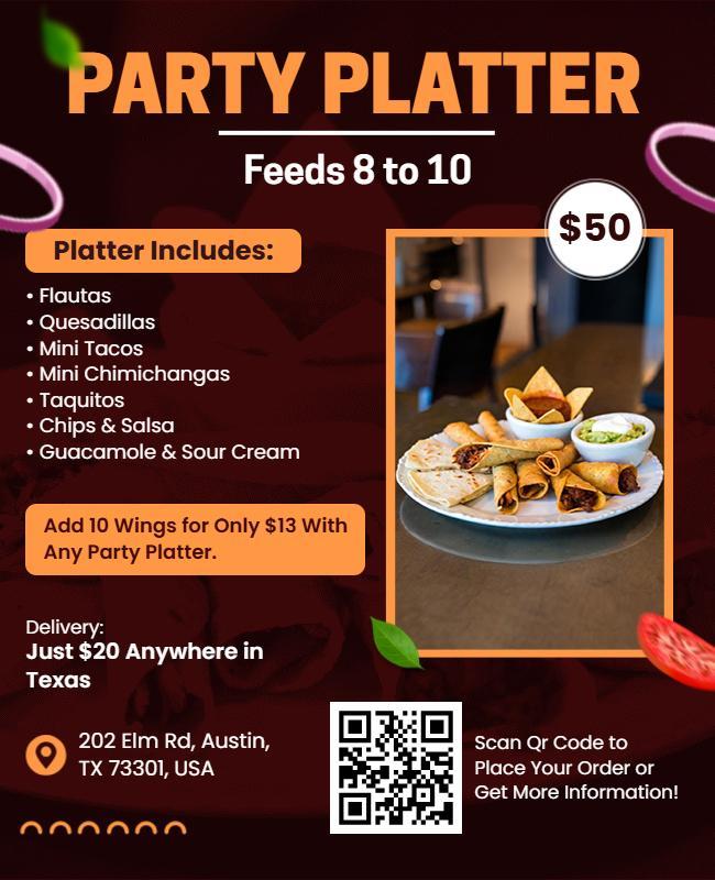 Flavorful Party Platter Promotion Flyer Template