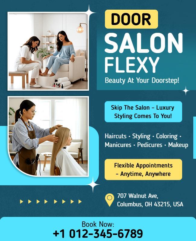 Flexible Doorstep Beauty Salon Services Flyer Template
