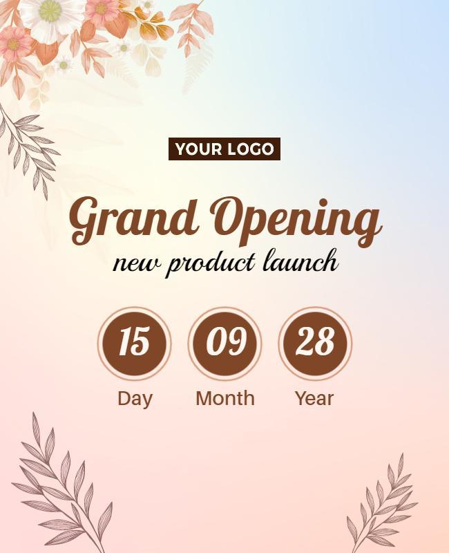 Floral Pastel Grand Opening New Product Launch Poster Template