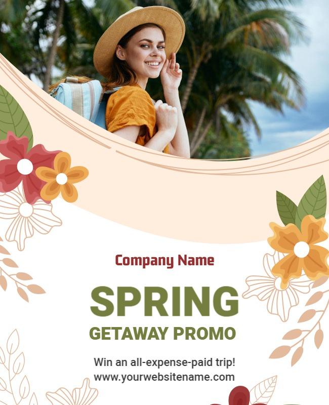 Floral Spring Getaway Promotion Travel Poster Template