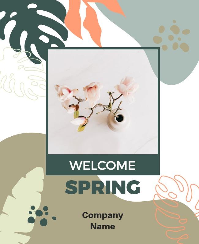 Floral Spring Welcome Announcement Poster Template